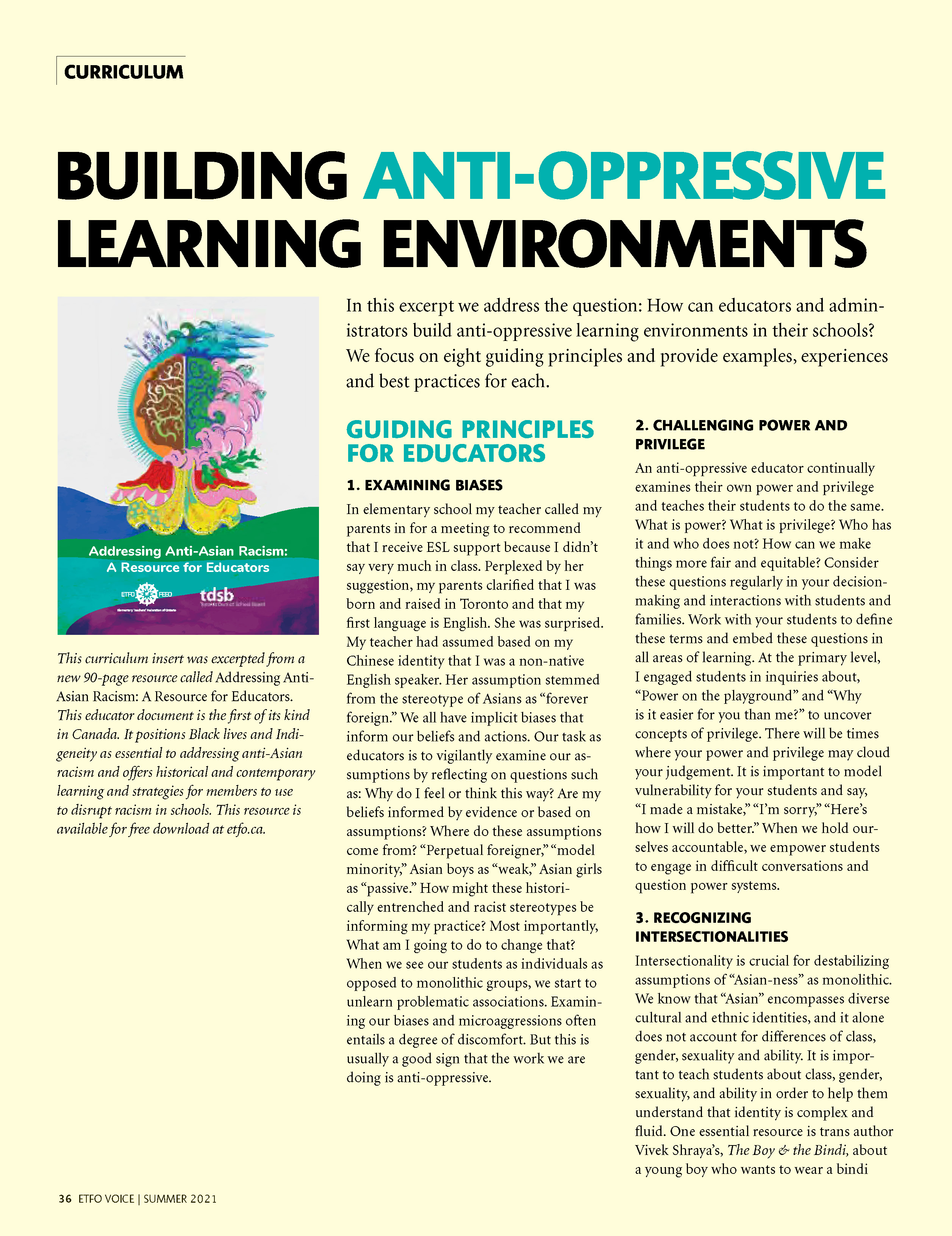 Building Anti-Oppressive Learning Environments | ETFO Voice