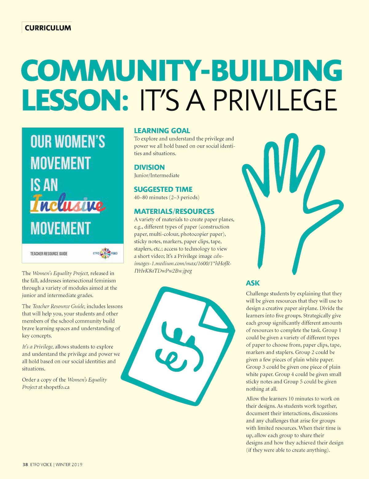 Community-Building Lesson: It's a Privilege | ETFO Voice