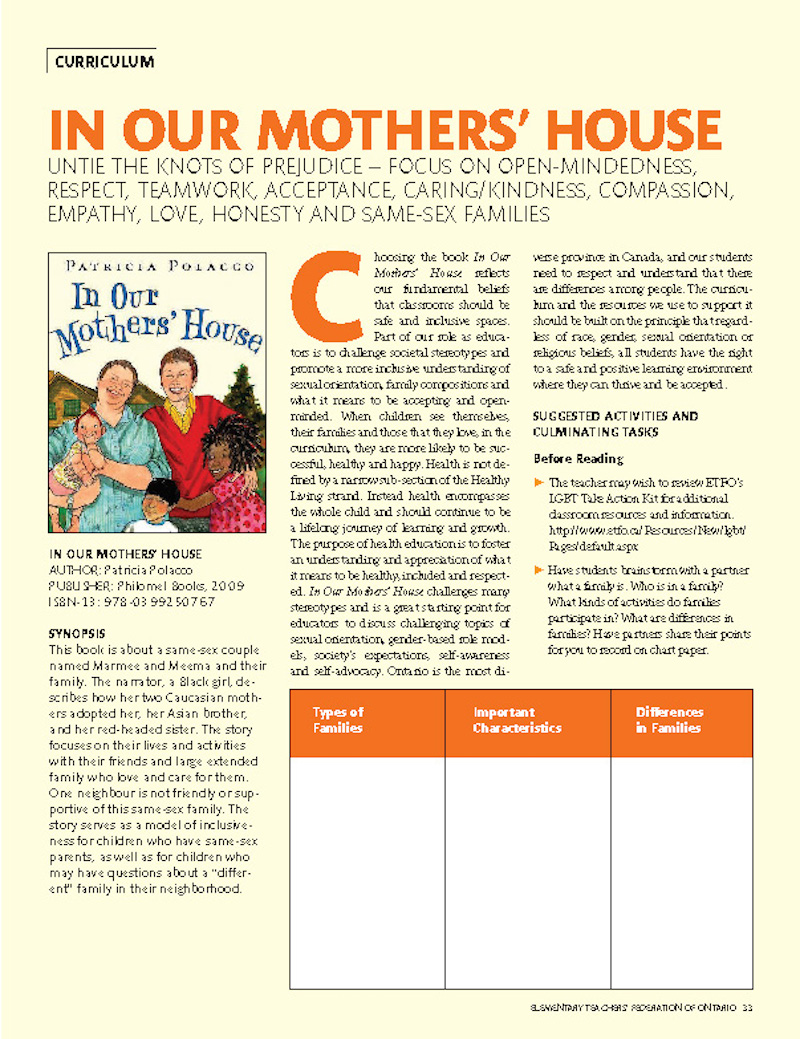 In Our Mother's House | ETFO Voice