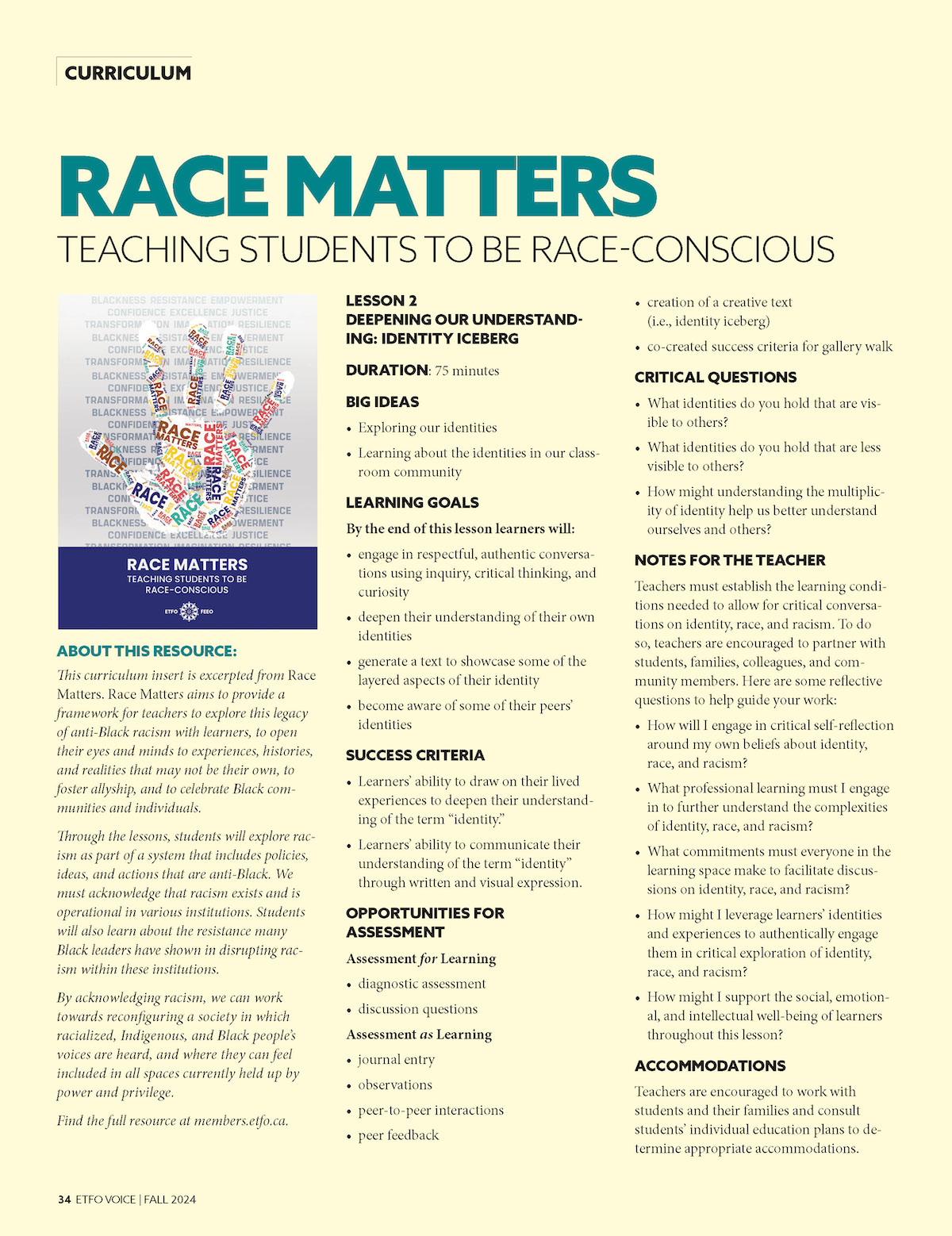 Race Matters: Teaching Students to be Race-Conscious | ETFO Voice