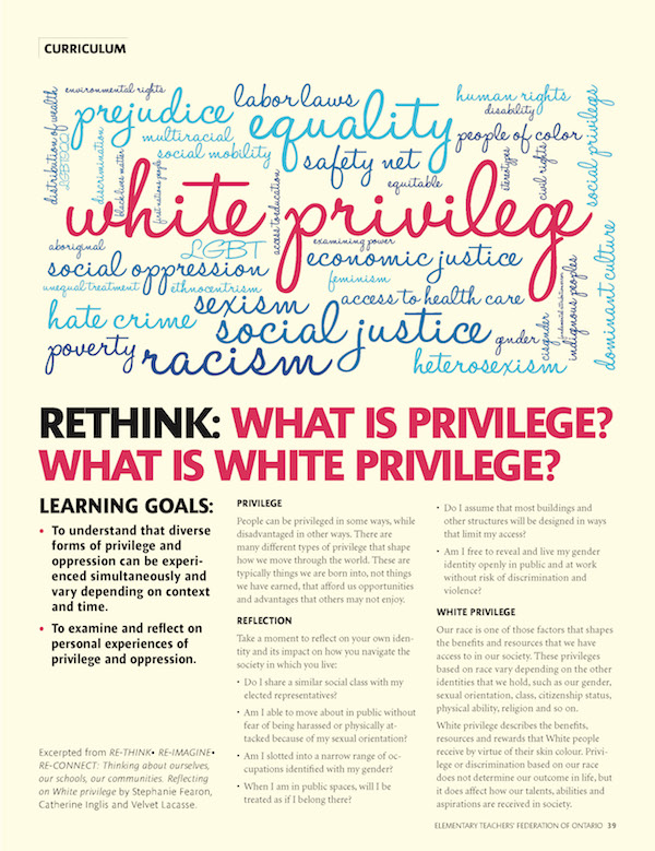 Rethink: What Is Privilege? What Is White Privilege? | ETFO Voice